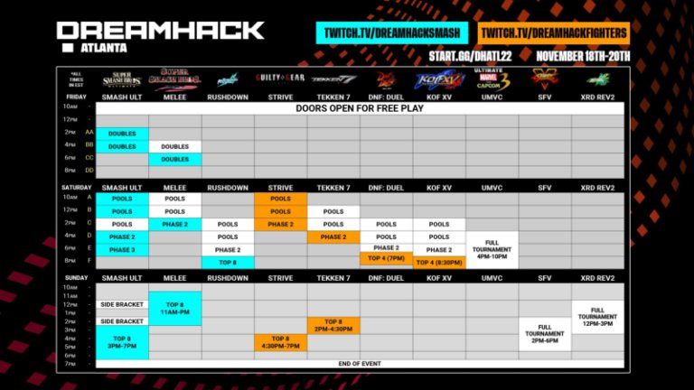 DreamHack Atlanta FGC schedule features 12 different tournaments