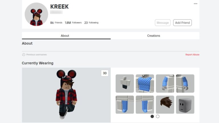 What is KreekCraft's Roblox Username?