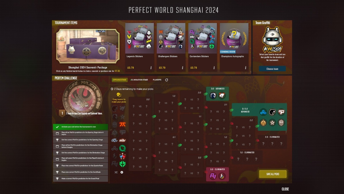 Best CS2 Pick'Ems For PW Shanghai Major 2024