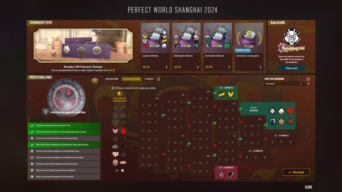 Best CS2 Pick'Ems For PW Shanghai Major 2024